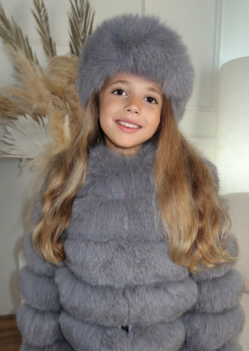Childrens Dark Grey Luxury Fur Headband – Luca London