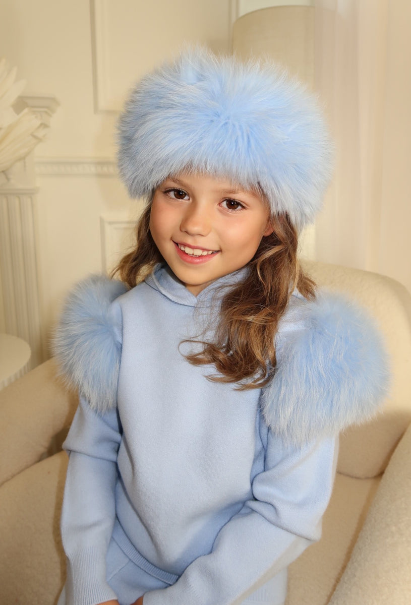 Childrens Baby Blue Luxury Fur Headband – Luca London