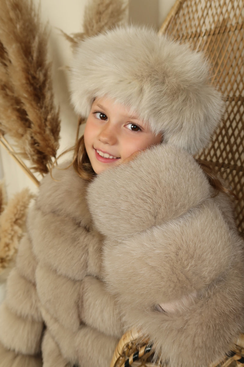 Childrens Light Beige Luxury Fur Headband – Luca London