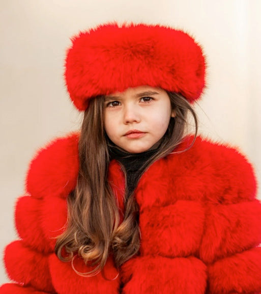 Childrens Red Luxury Fur Headband – Luca London