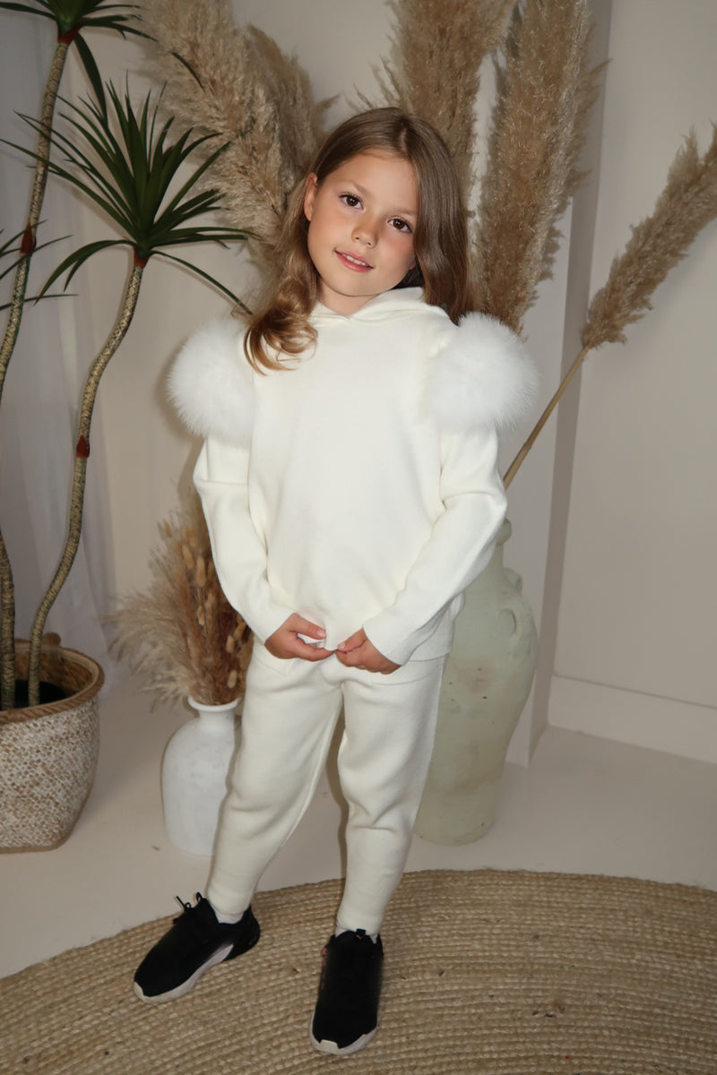 Childrens Cream Luxury Fur Tracksuit – Luca London