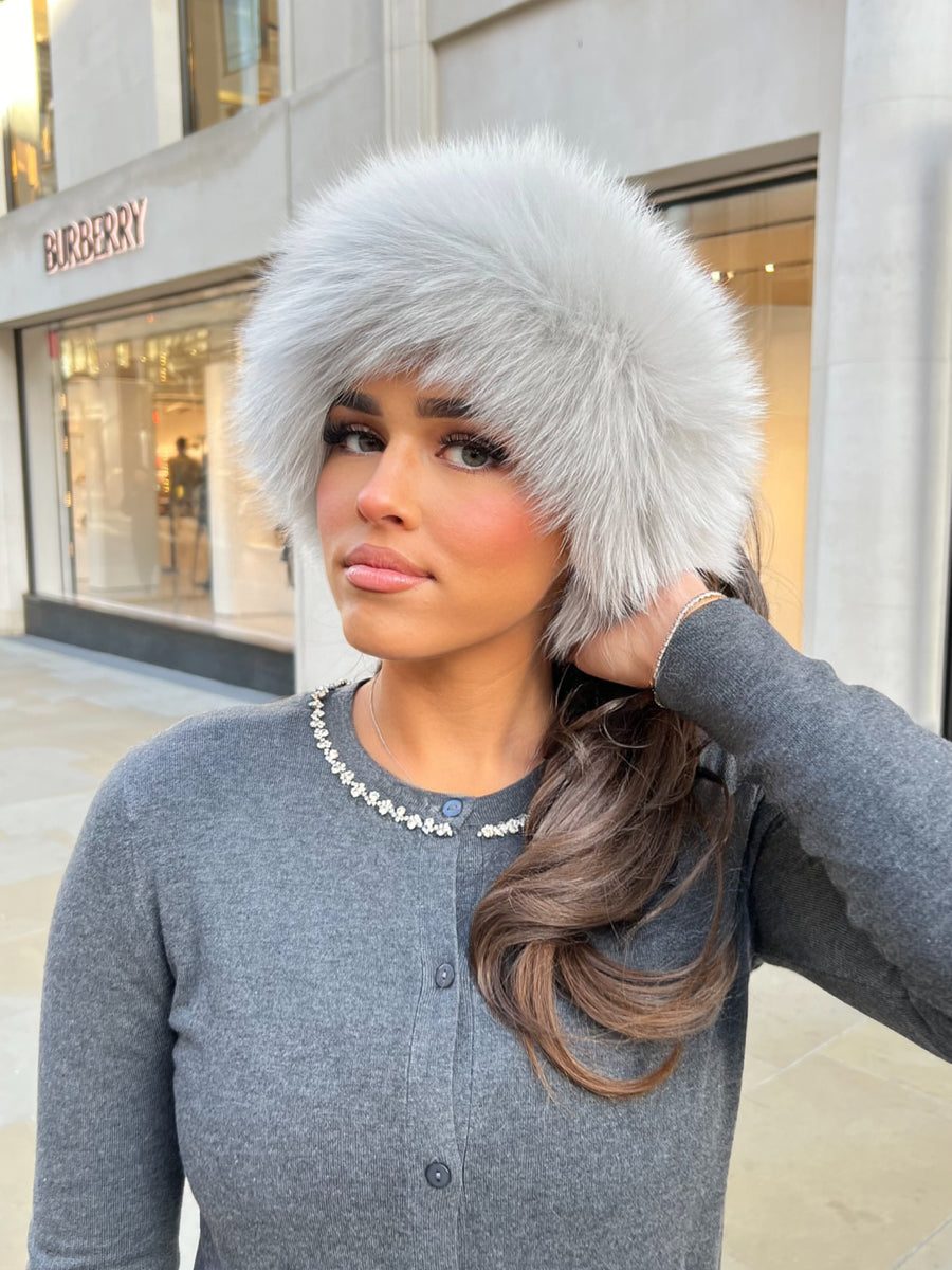 Grey Luxury Fur Headband – Luca London