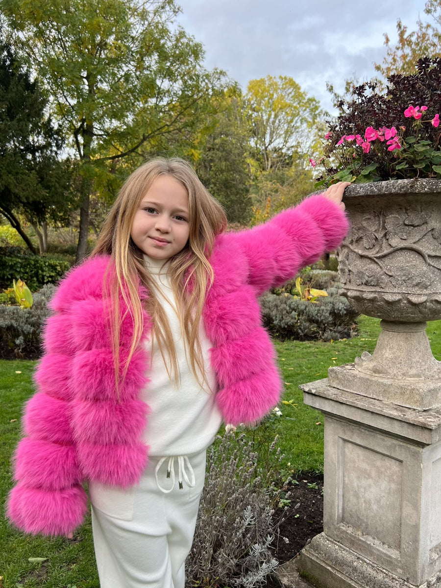 Hot Pink Childrens Faux Fur Coat – Luca London